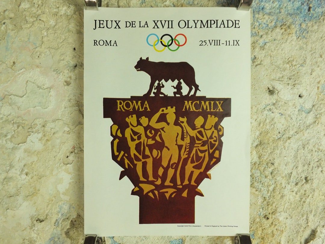 Vintage Olympic Games Rome Italy Poster Rings Sports Sport ...