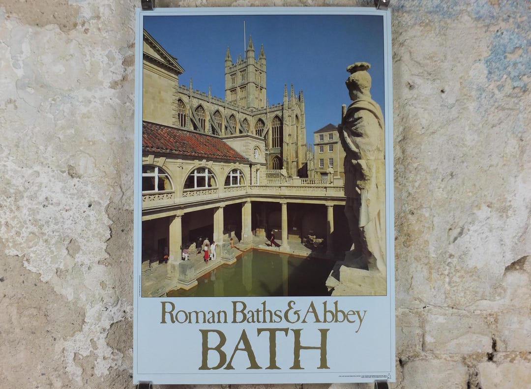 1970s Bath Travel Poster, Roman Baths & Abbey, Tourist Information ...