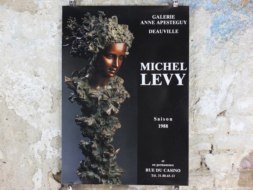 1988 Michel Levy Poster, Greek Bronze Sculpture in Coral, Sculpture ...