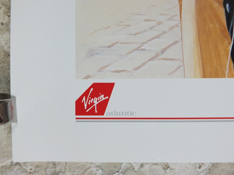 1990s Virgin Atlantic London Poster, by Paul Simmons, Double Decker Bus ...