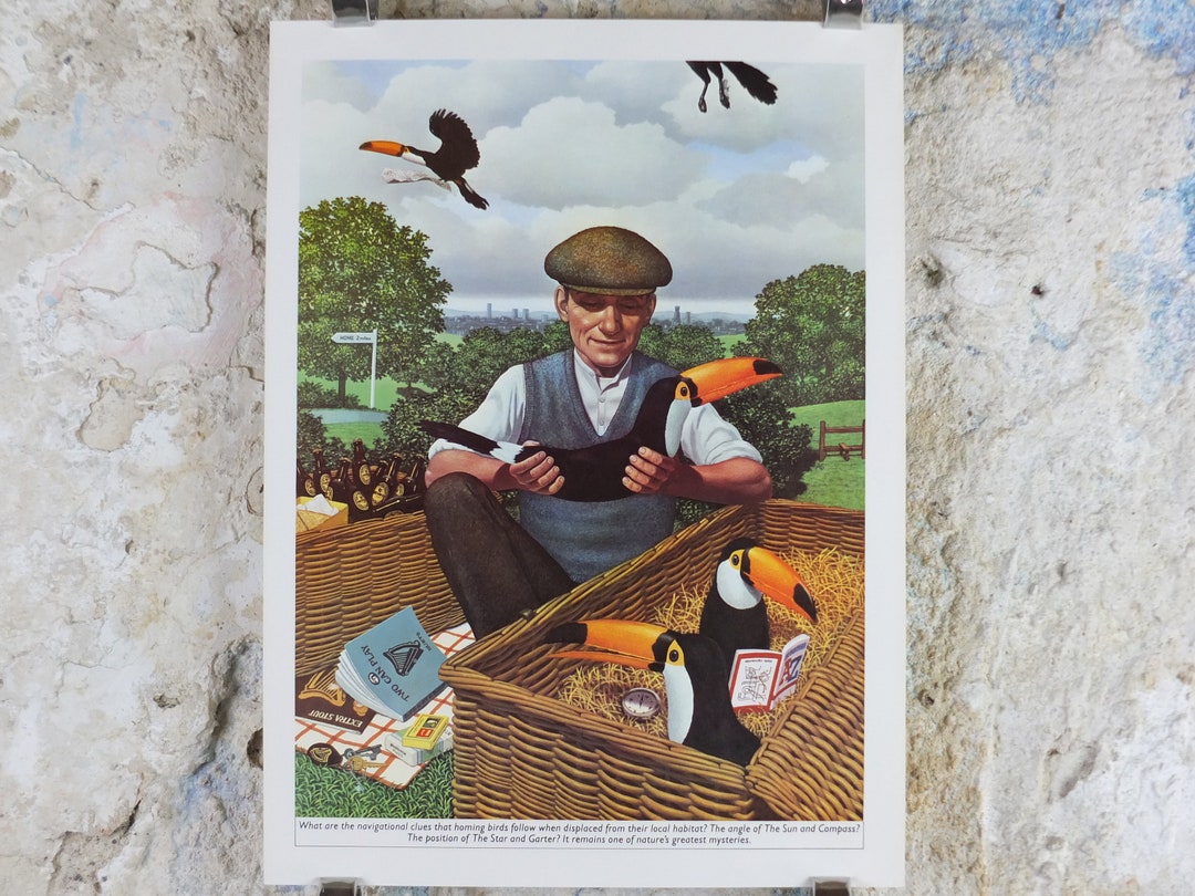 Original Vintage Guinness Toucan Poster, Homing Birds at a Picnic, by ...