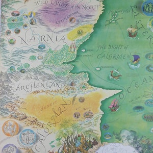 1972 Pauline Baynes Map of Narnia Poster, C.S. Lewis, the Lion the ...