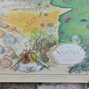 1972 Pauline Baynes Map of Narnia Poster, C.S. Lewis, the Lion the ...