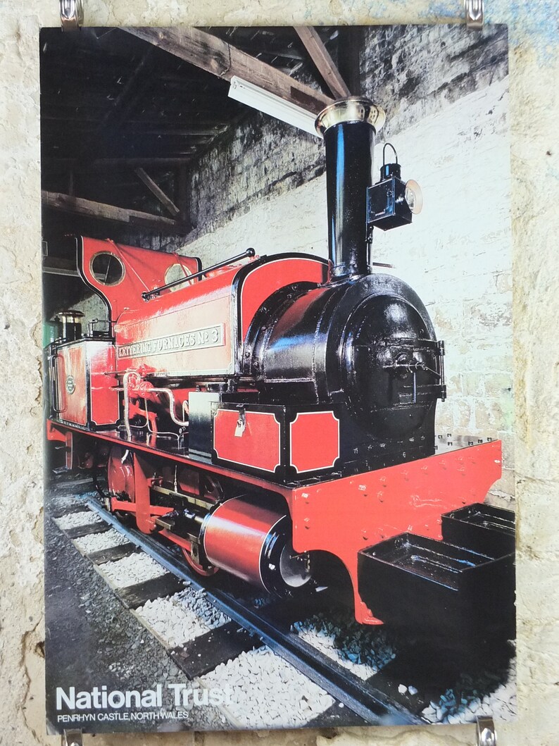 1970s Original National Trust Poster Red Steam Train Penrhyn - Etsy