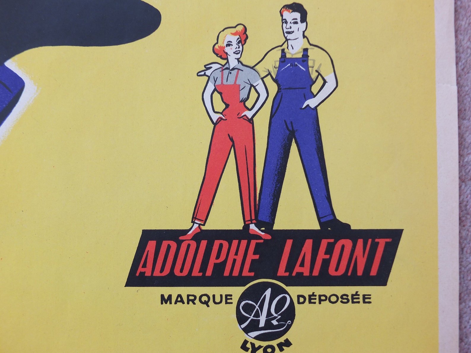 Vintage French Adolph Lafont Lyon Poster Wall Art Denim Overalls ...