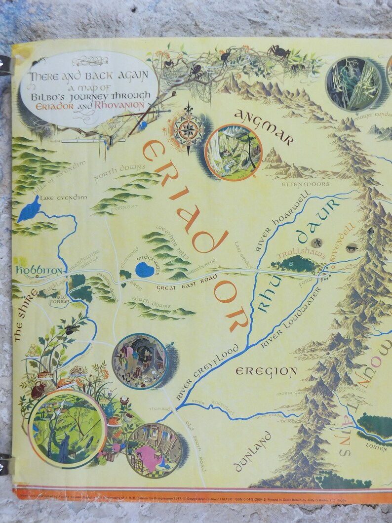 1977 Vintage Map of Middle Earth Poster J.R.R. Tolkien by - Etsy UK