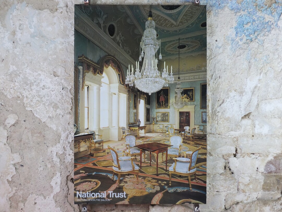 1970s Original National Trust Poster, the Saloon, Saltram House, Devon ...