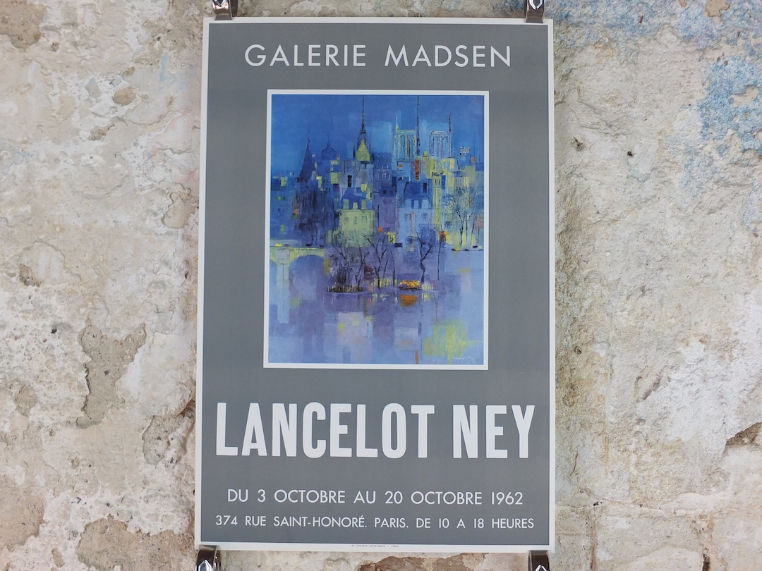 1962 Lancelot Ney Poster, László Ney at Galerie Madsen in Paris, Cubism ...