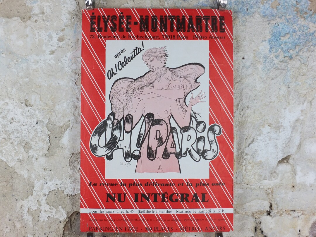 1970s Oh Paris Poster, From Elysee Theatre Montmartre, From the Avant ...
