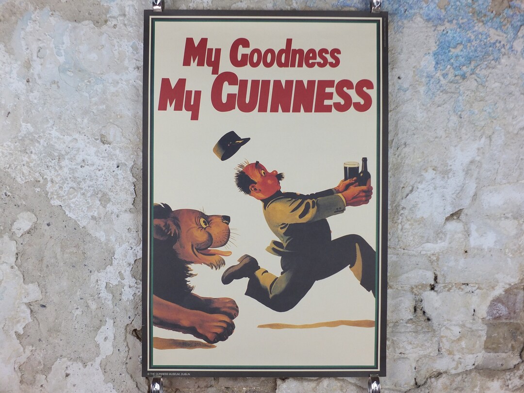 1990s Guinness Poster Lion and Zookeeper My Goodness My - Etsy
