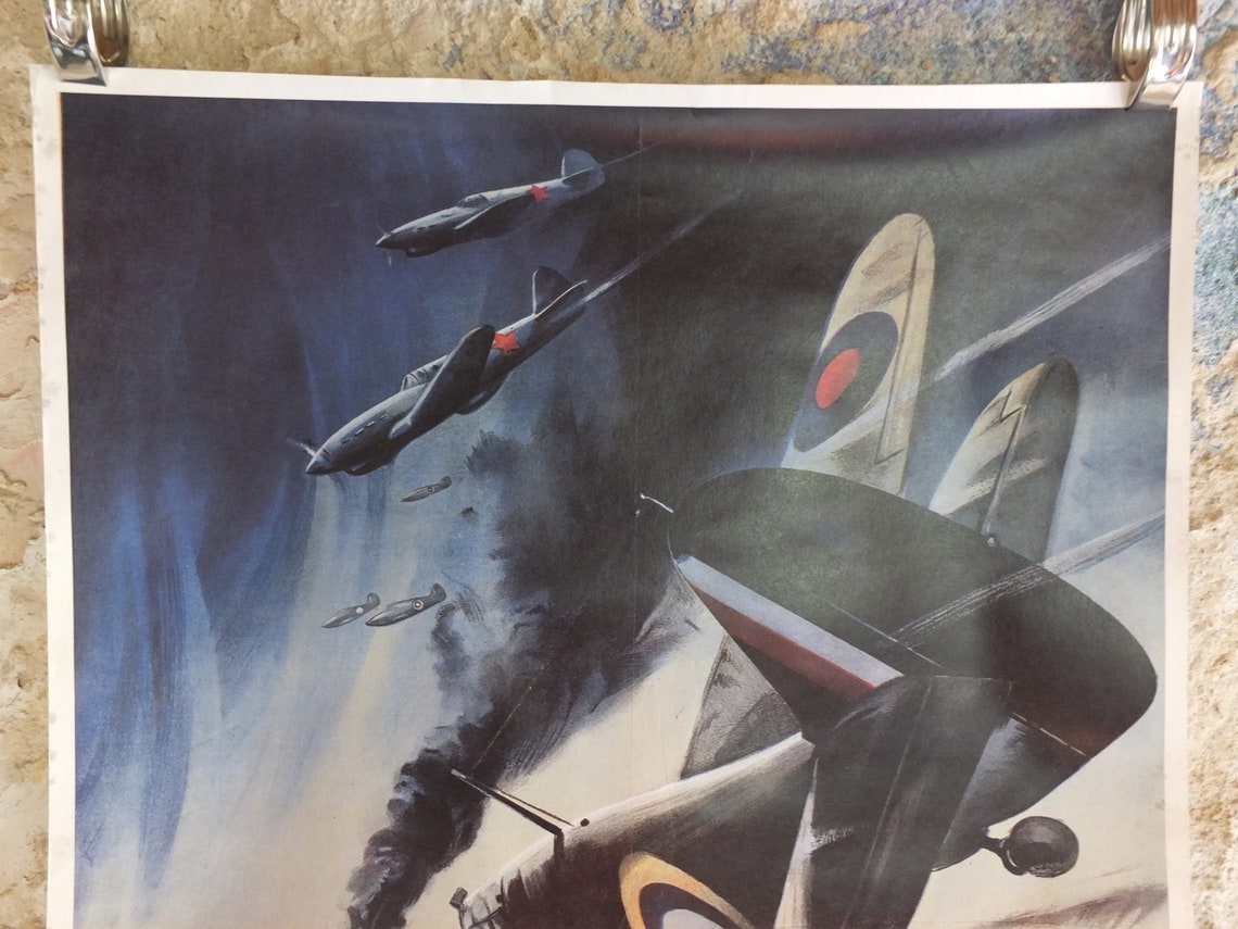 Vintage British WW2 Back Them up Spitfire Hurricane Propaganda Poster ...