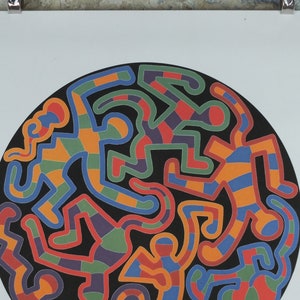 1990 Keith Haring Poster, Monkey Puzzle 1988, Linking, Limited Edition ...