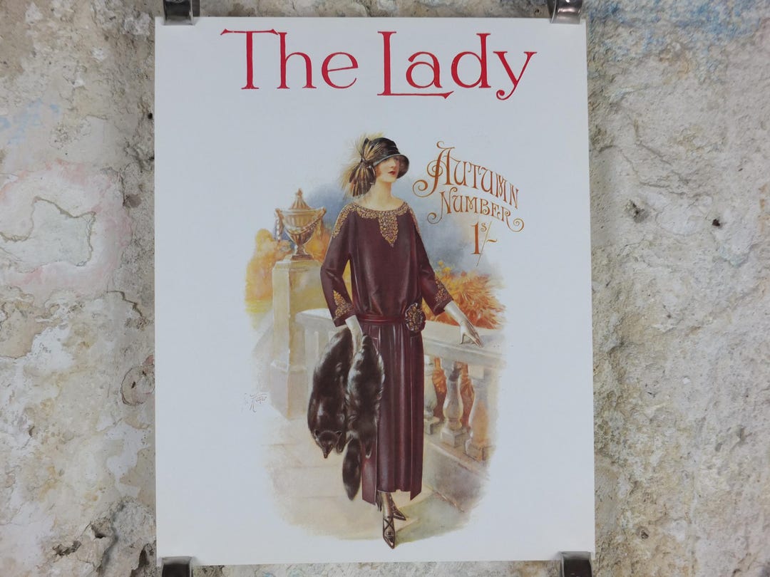 1960s the Lady Poster, Woman in Maroon Flapper Autumn Style From the ...