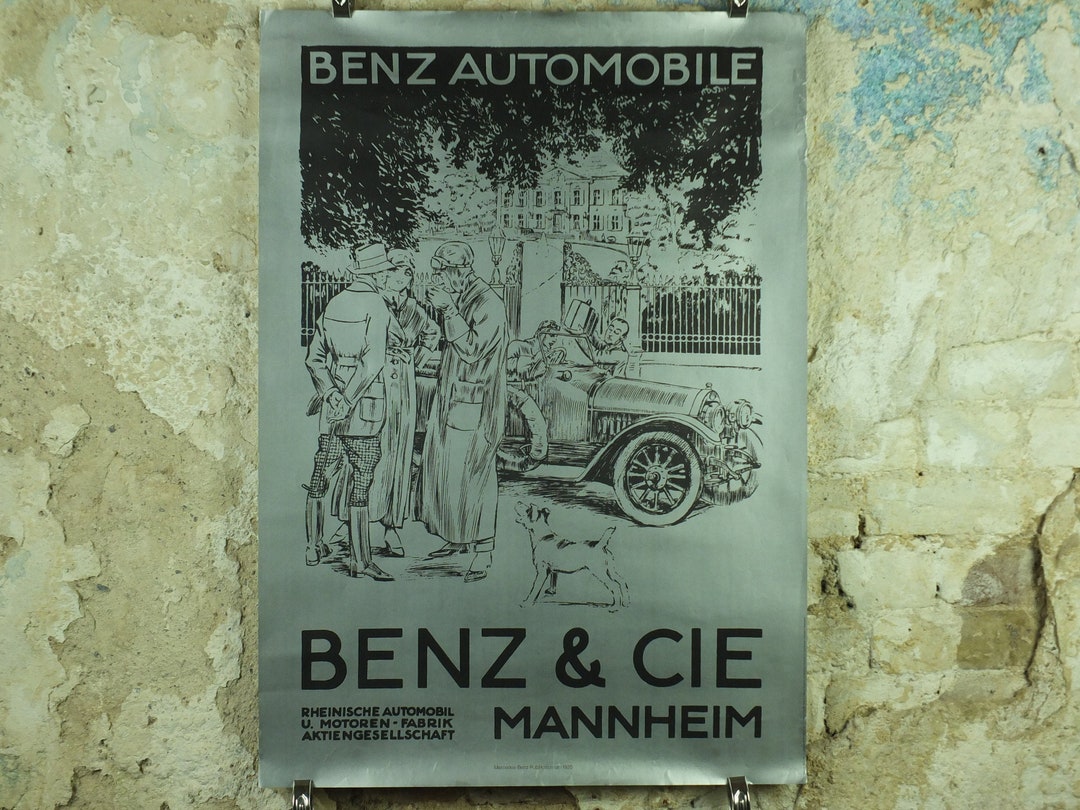 Vintage German Mercedes Benz Poster, Benz & CIE, Mannheim, Art Deco ...
