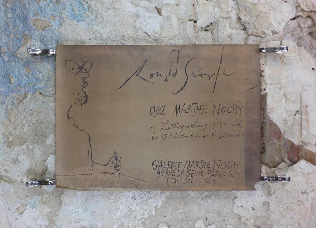 1976 Ronald Searle Poster, Self Portrait, Lithographies 1973 1976 ...