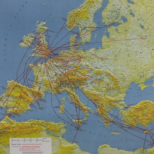 1967 BEA Europe Route Map Poster, British European Airways, Original ...