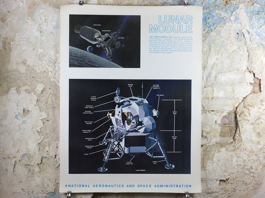 1969 NASA Apollo Lunar Module Poster, Used in the Moon Landings, Apollo ...
