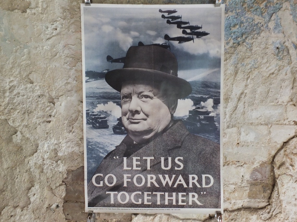 Vintage British WW2 Winston Churchill Go Forward Together | Etsy