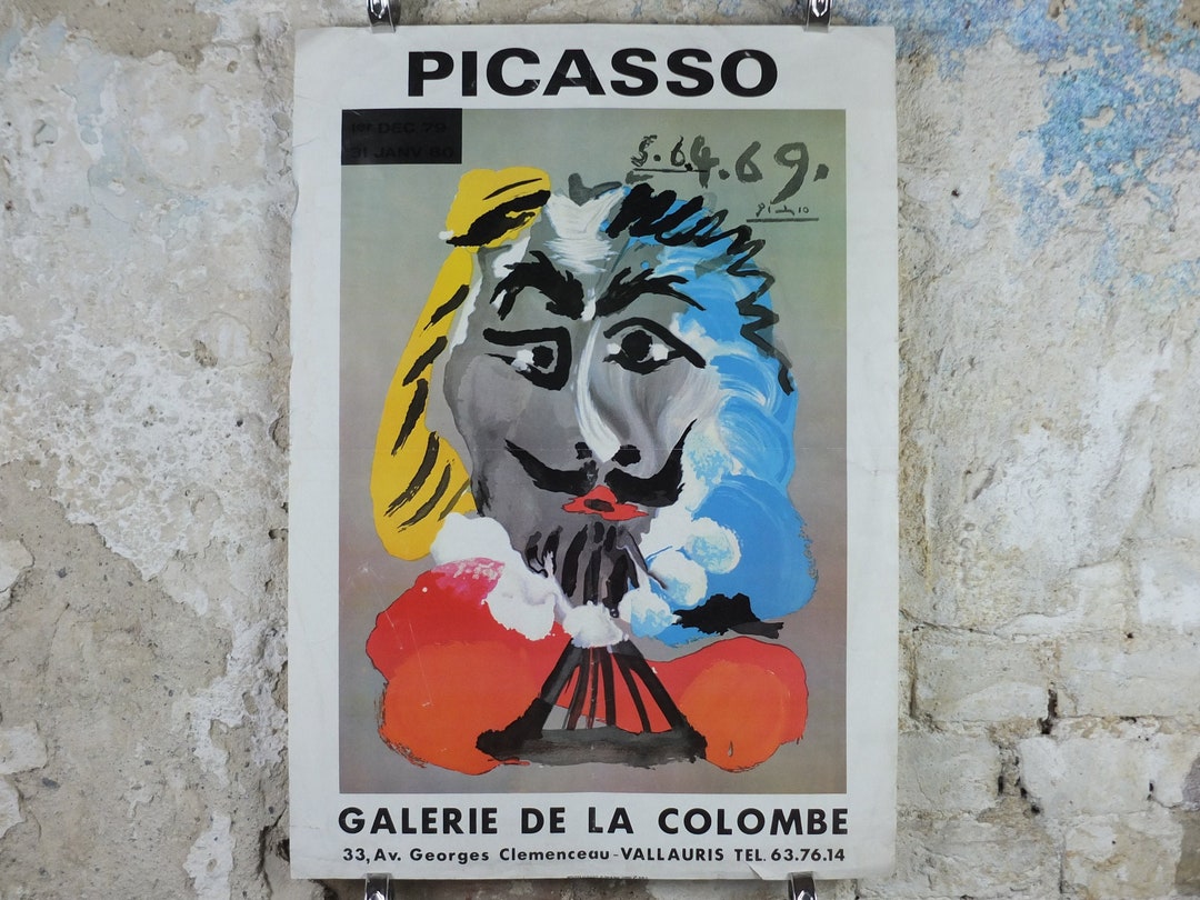 1979 Pablo Picasso Poster, Portrait Imaginaire 5-6.4.69, Late Period Neo-expressionism, Spanish ...