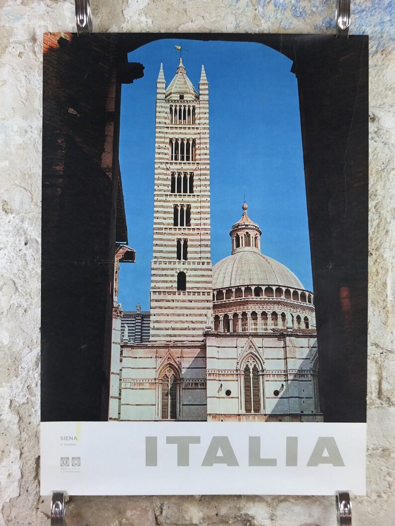 1960s Siena Travel Poster, Siena Cathedral Duomo Di Siena, Vintage ...