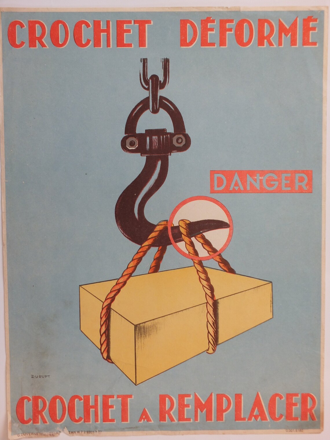 1950s Vintage French Safety Poster, by Durupt, Health and Safety ...