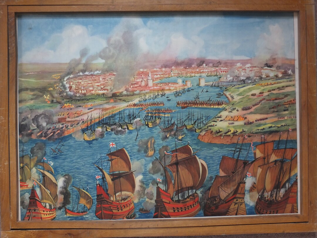 Vintage French School Poster Wall Chart Rossignol Siege La Rochelle ...