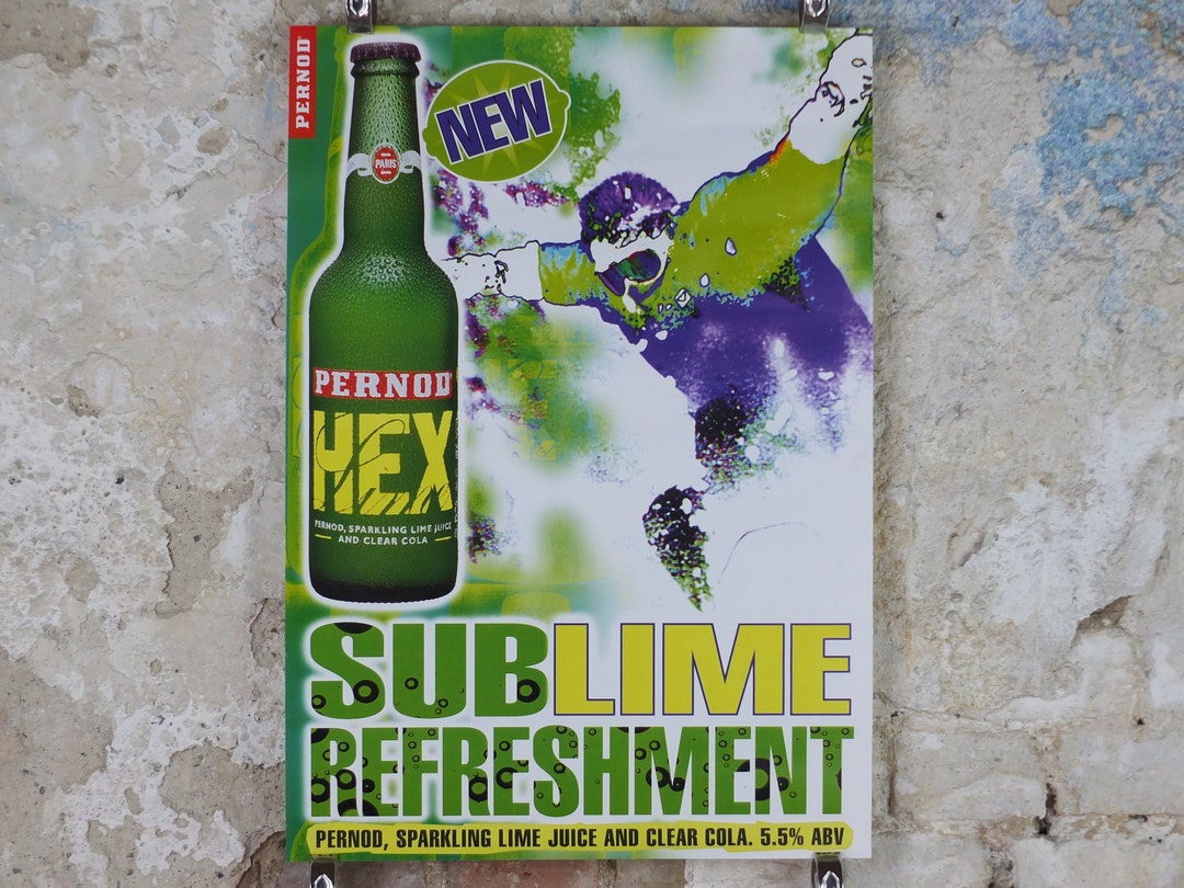 1990s Pernod Hex Poster, Alcopops, Snowboarder, Sublime Refreshment ...