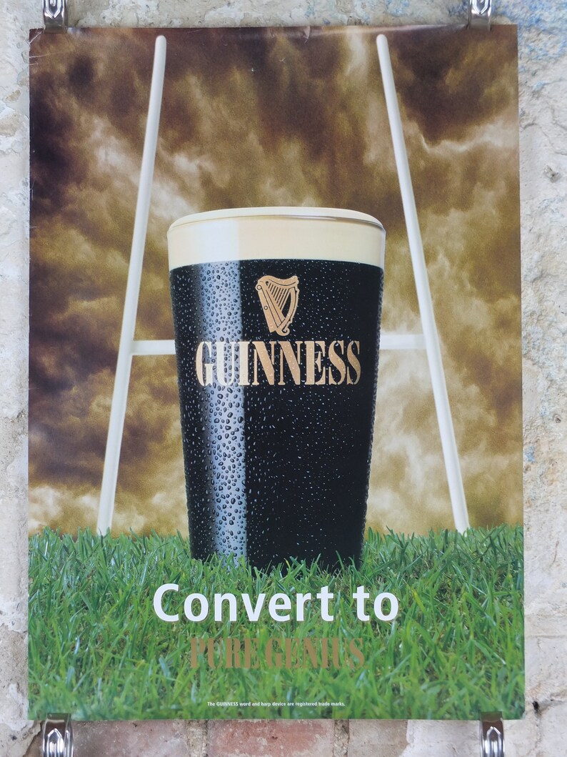 1999 Guinness Rugby Poster Rugby World Cup Glass of Cold - Etsy