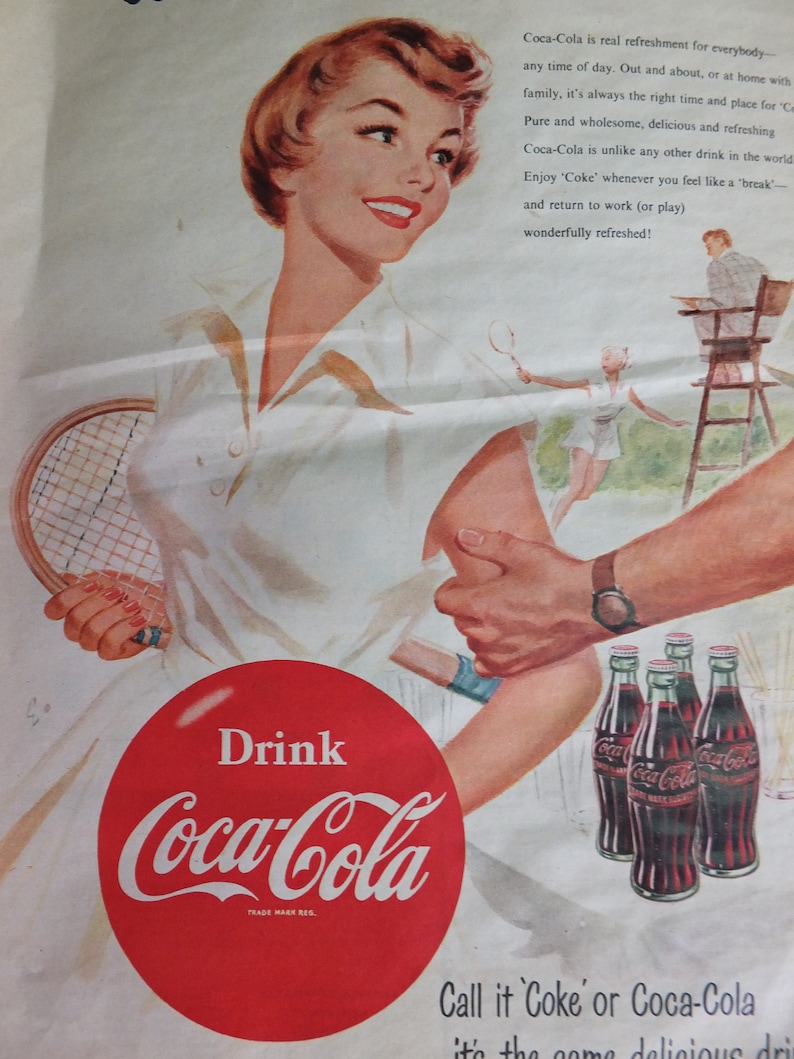 Original Vintage Cocacola Coke Poster Advertising Coca Cola Beverage ...