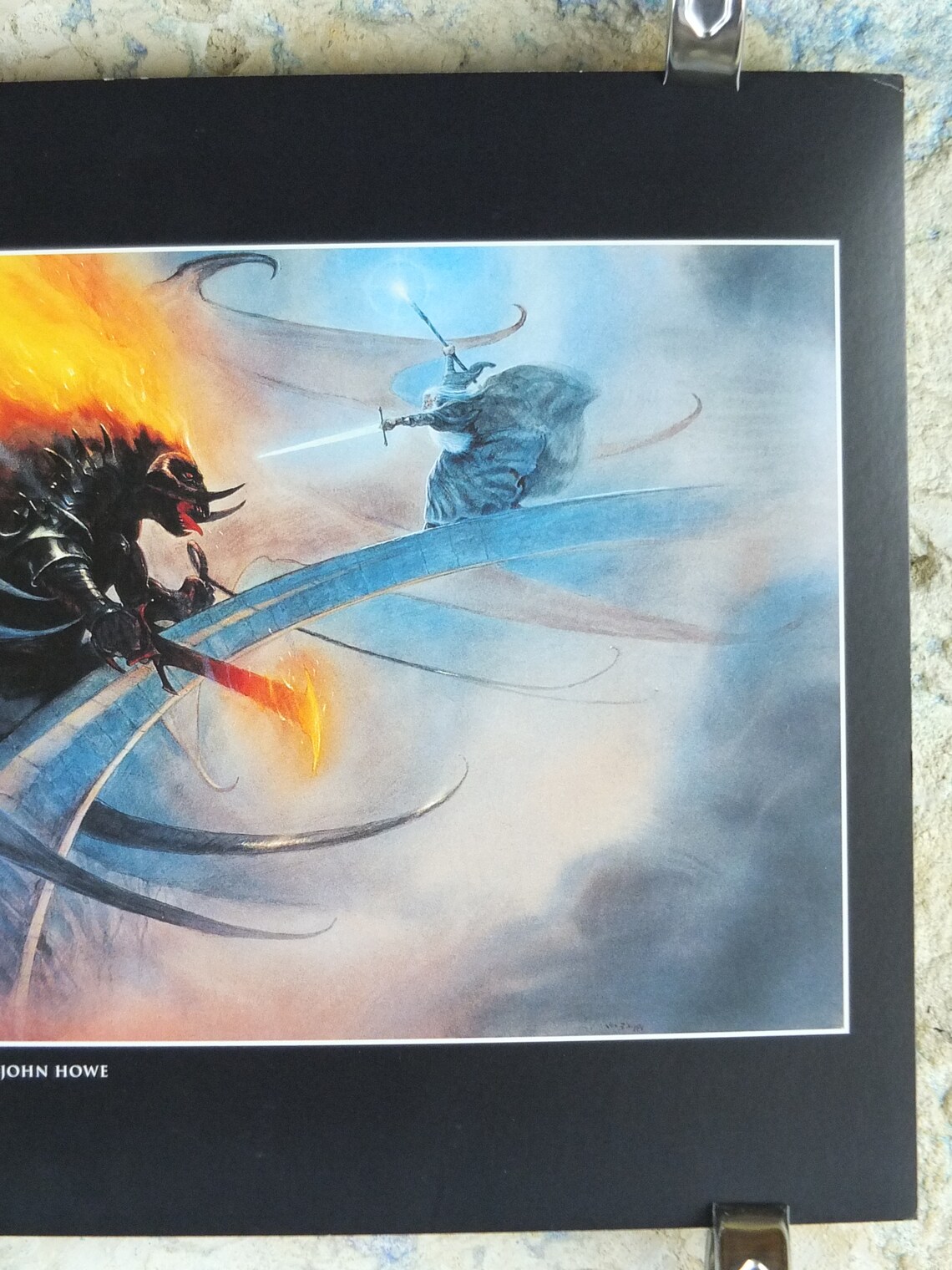 Vintage Gandalf and The Balrog by John Howe Poster Tolkien | Etsy
