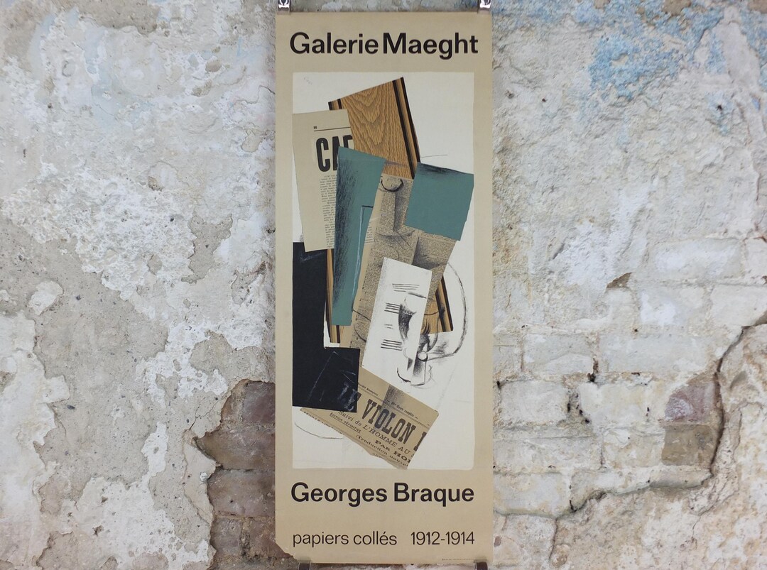 1963 Georges Braque Poster, Papier Colles 1912-1914, Galerie Maeght ...