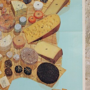 1973 Fromages De France Poster, Map of France Showing Regional Cheeses ...