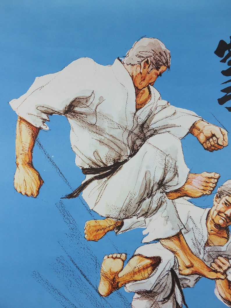 Vintage Karate Poster, Martial Arts Showing a Flying Kick From J Milom ...