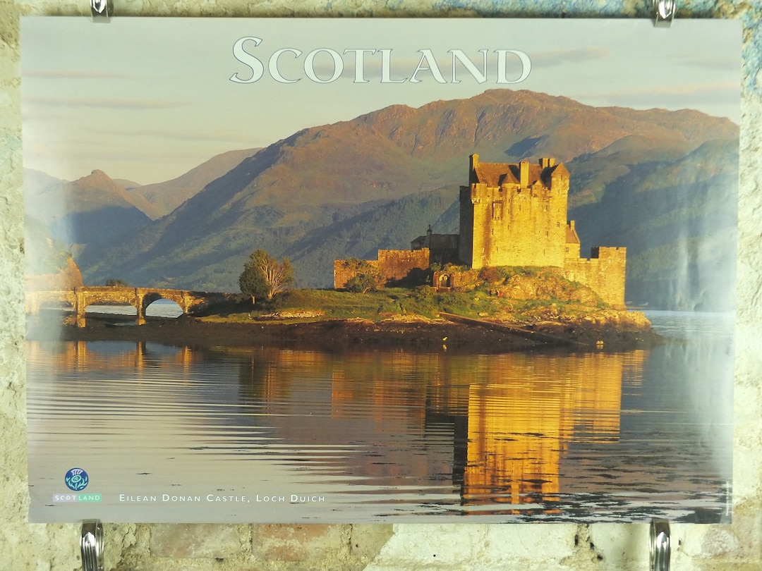 Original Vintage Scotland Travel Poster Eilean Donan Castle Loch Duich ...