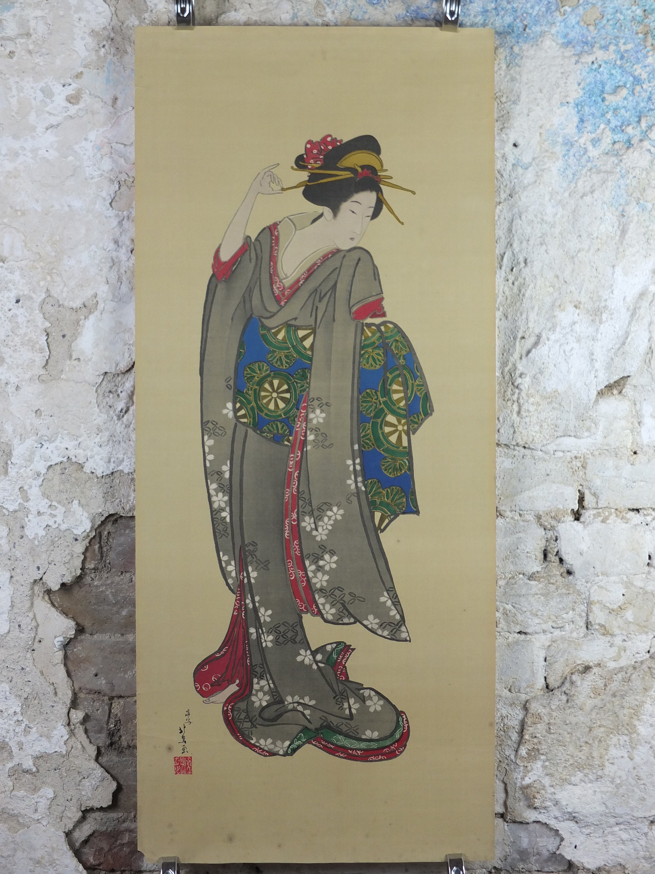 Japanese Geisha Poster Colourful Geisha Girl in Full Kimono - Etsy