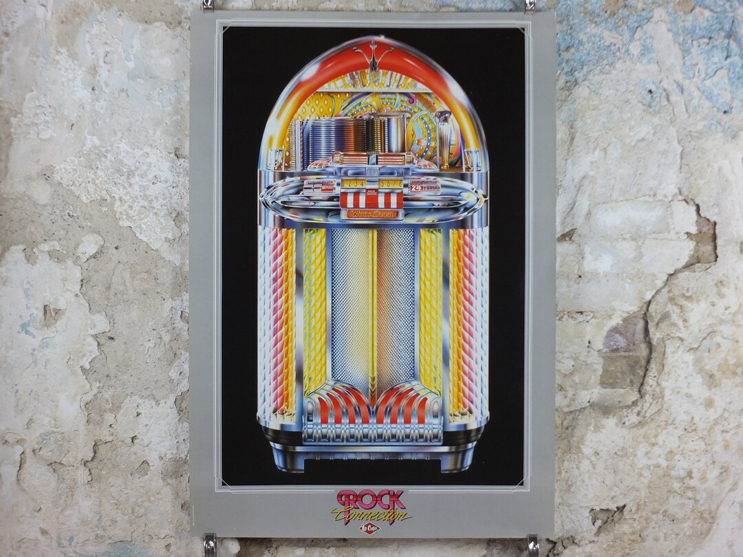 1980s Wurlizter 1100 Jukebox Poster, Colourful Retro Advertising for ...