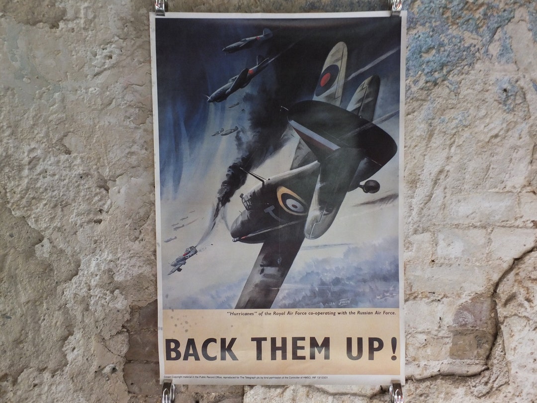Vintage British WW2 Back Them up Spitfire Hurricane Propaganda Poster ...