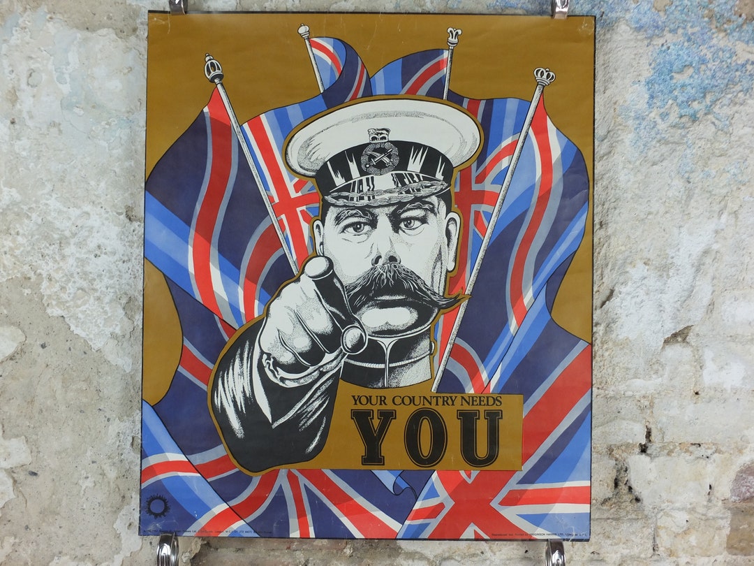 1970s Your Country Needs You Poster, World War 1 WW1 1914, Lord Kitchener, Union Jack, Licenced ...