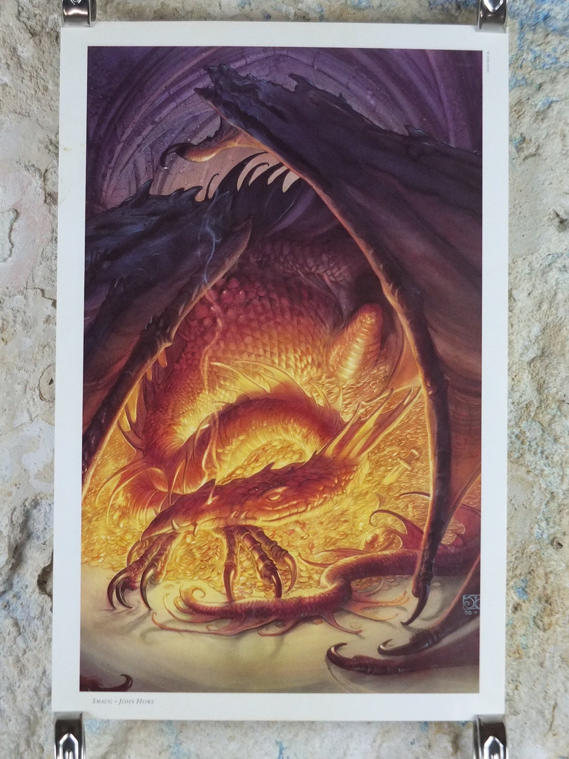 1993 Tolkien the Hobbit Poster, Smaug, by John Howe, Middle Earth, Lord ...