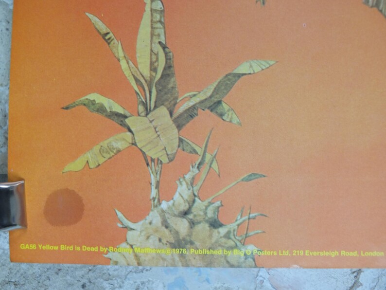 1976 Yellow Bird is Dead Poster, 20th Century Steel Band, Pterodactyl ...
