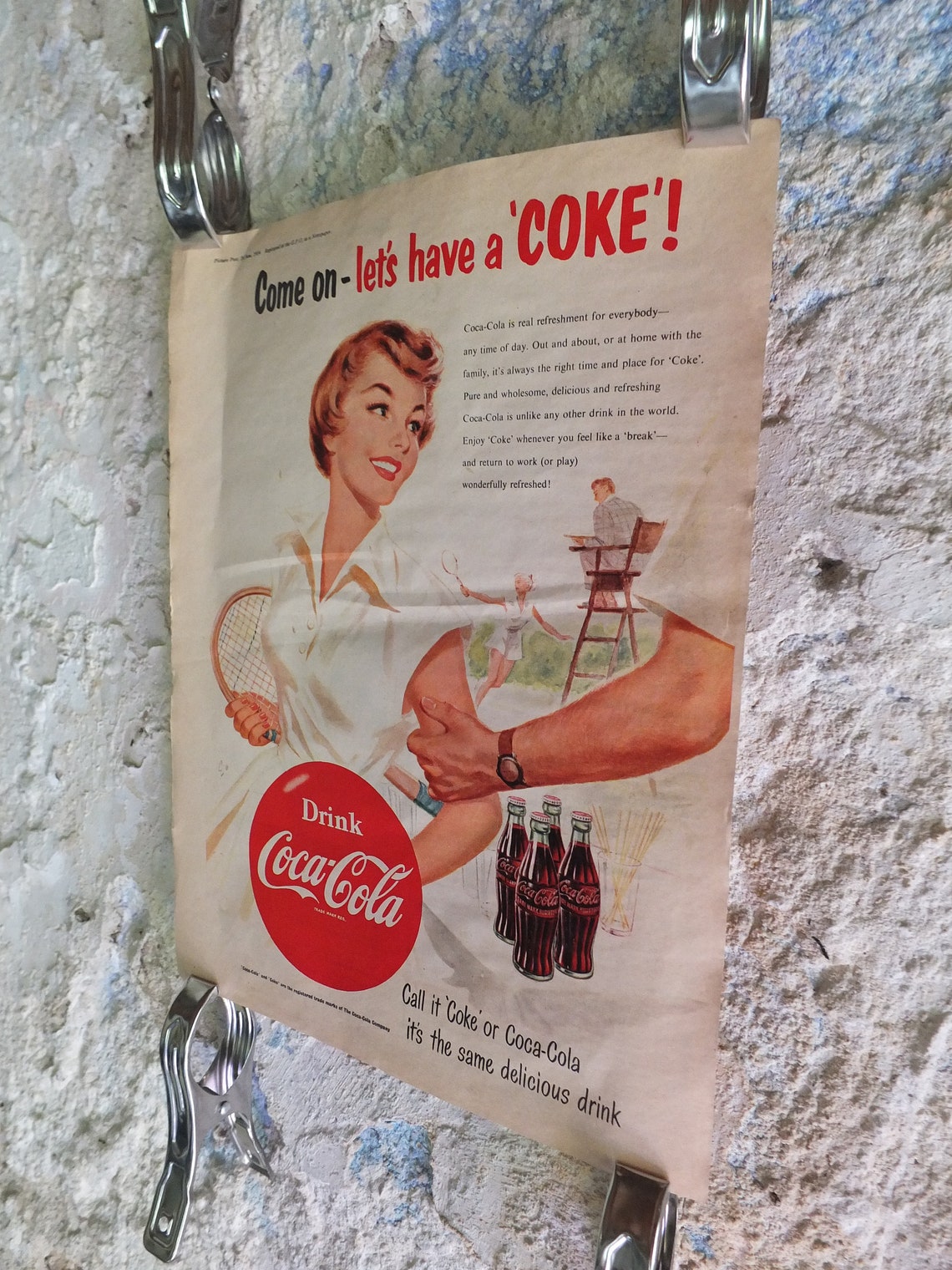 Original Vintage Cocacola Coke Poster Advertising Coca Cola - Etsy