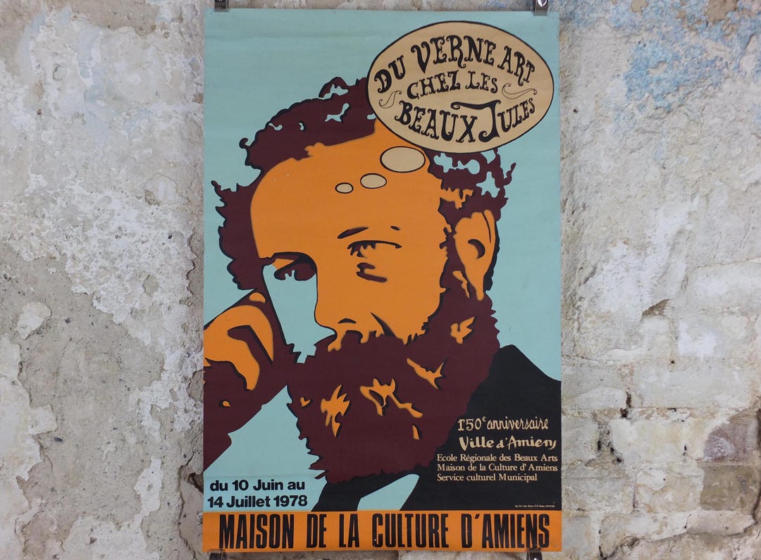 1978 Jules Verne Poster, Du Verne Art Chez Les Beaux Jules, 150th ...