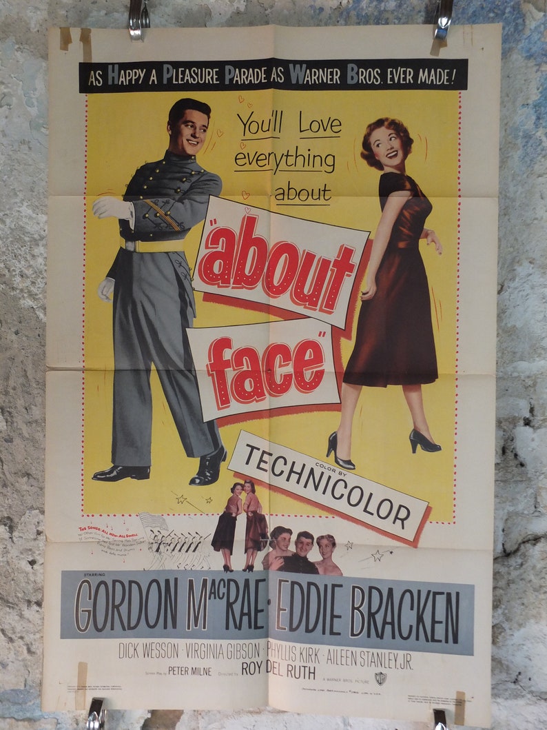 Original Vintage Movie Poster About Face 1952 1950s Gordon - Etsy