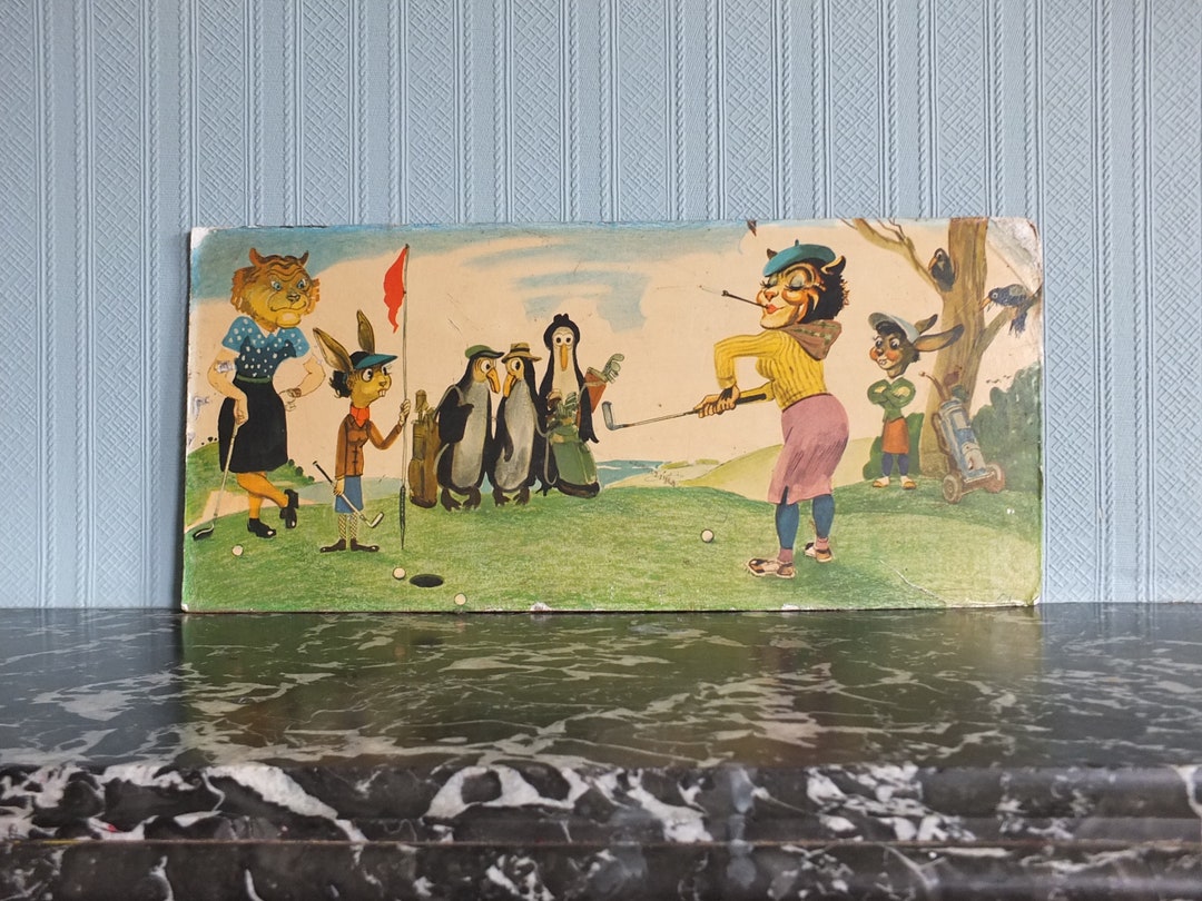 1950s John Gilroy Poster, Animals Playing Golf, Putting on the Green ...