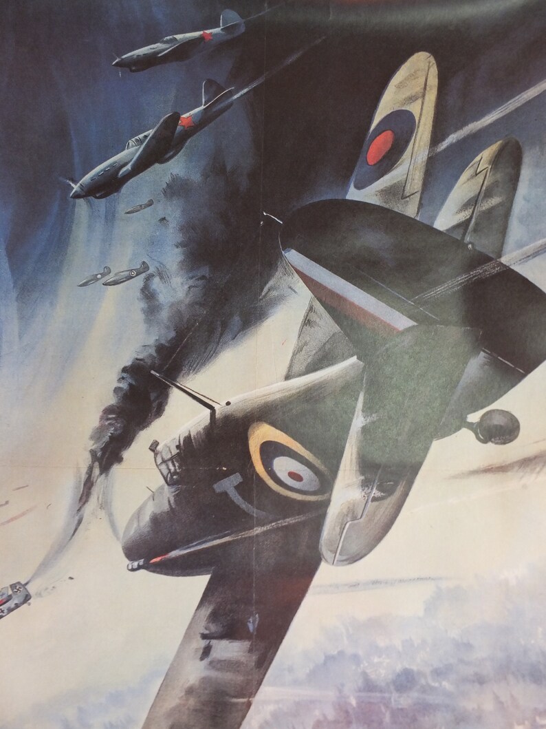 Vintage British WW2 Back Them up Spitfire Hurricane Propaganda Poster ...