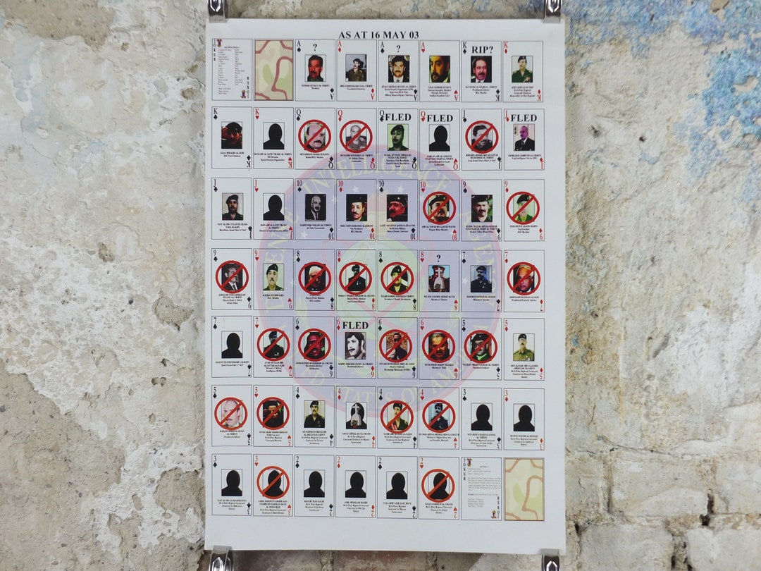 Original Iraq War Poster, Deck of Cards Most Wanted as of 16 May 2003 ...