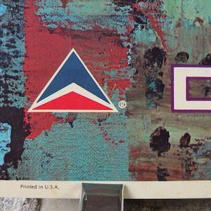 1970s Dallas / Fort Worth Delta Airlines Poster, Skylines of Dallas and ...