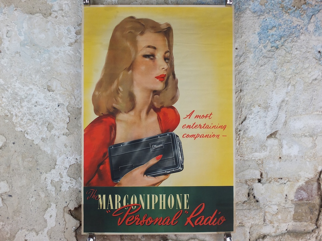 1940s Marconi Poster, A Most Entertaining Companion, Blonde Beauty With ...