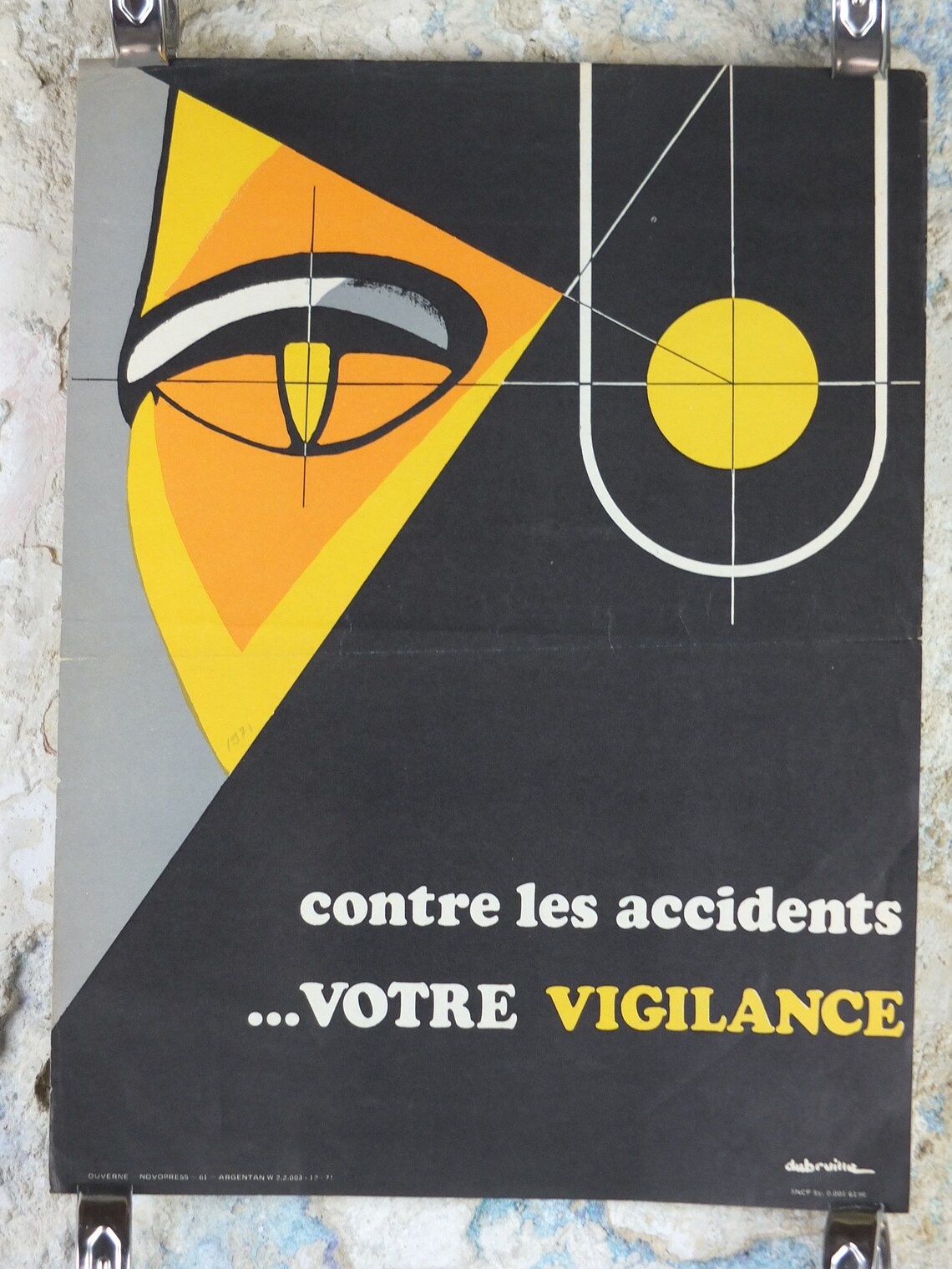 1950s Vintage SNCF French Safety Poster, Watching Eyes, Vigilance, by ...