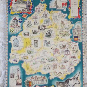 1960s Map of Perigord Poster, Dordogne France Travel, Travel Tourism ...